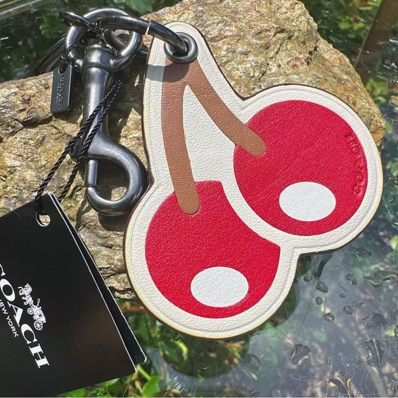 Coach | Accessories | Nwt Coach Pacman Cherry Leather Bag Charm ...